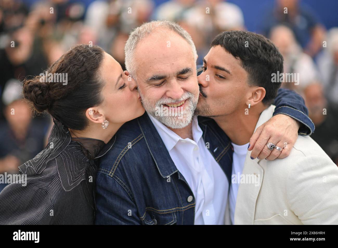 Cannes, France. 23rd May, 2024. Nataly Rocha, Karim Ainouz and Iago ...