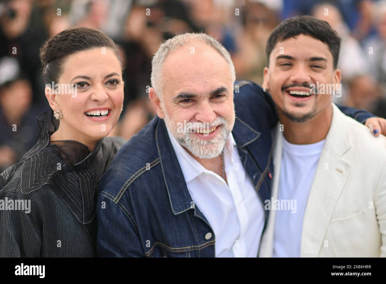 Cannes, France. 23rd May, 2024. Nataly Rocha, Karim Ainouz and Iago ...