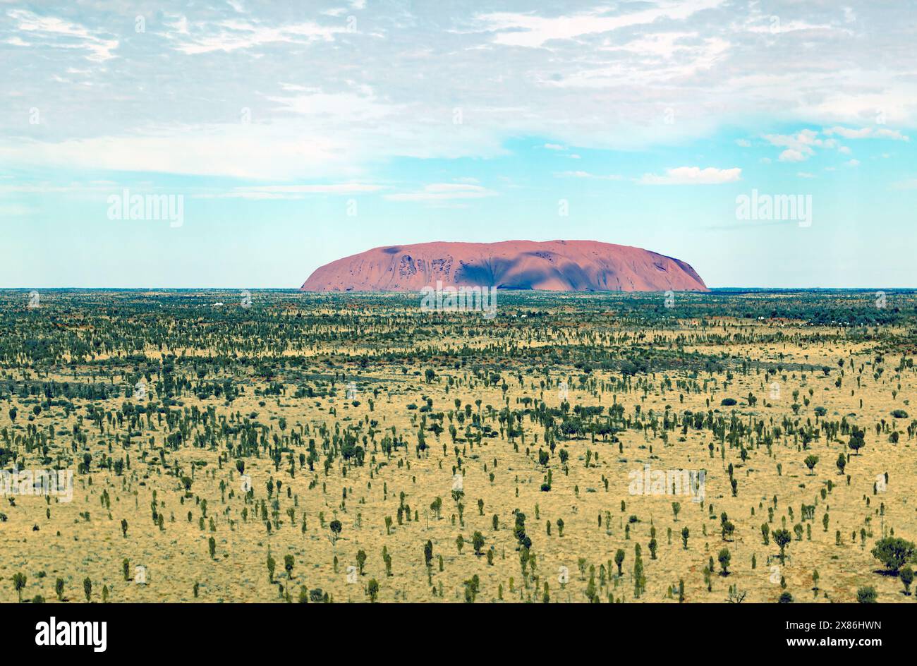 Aerial view of Uluru, in the Uluṟu-Kata Tjuṯa National Park, Northern ...