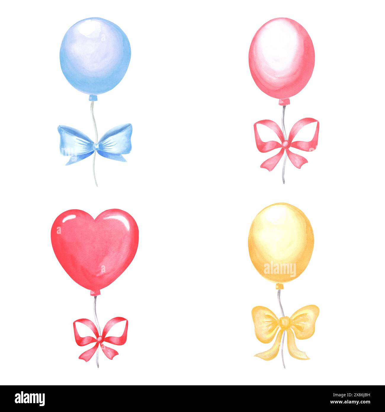 Helium balloons with bows and ribbons Happy Birthday clipart collection ...