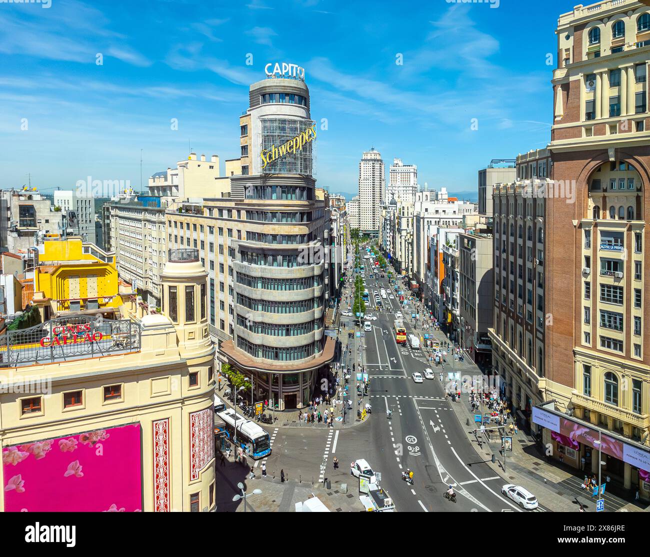 Gran Vía, Madrid, featuring the iconic Capitol Building with the ...