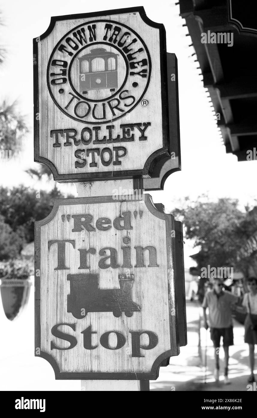 Old Town Trolley Tours sign on St. George Street in St. Augustine ...