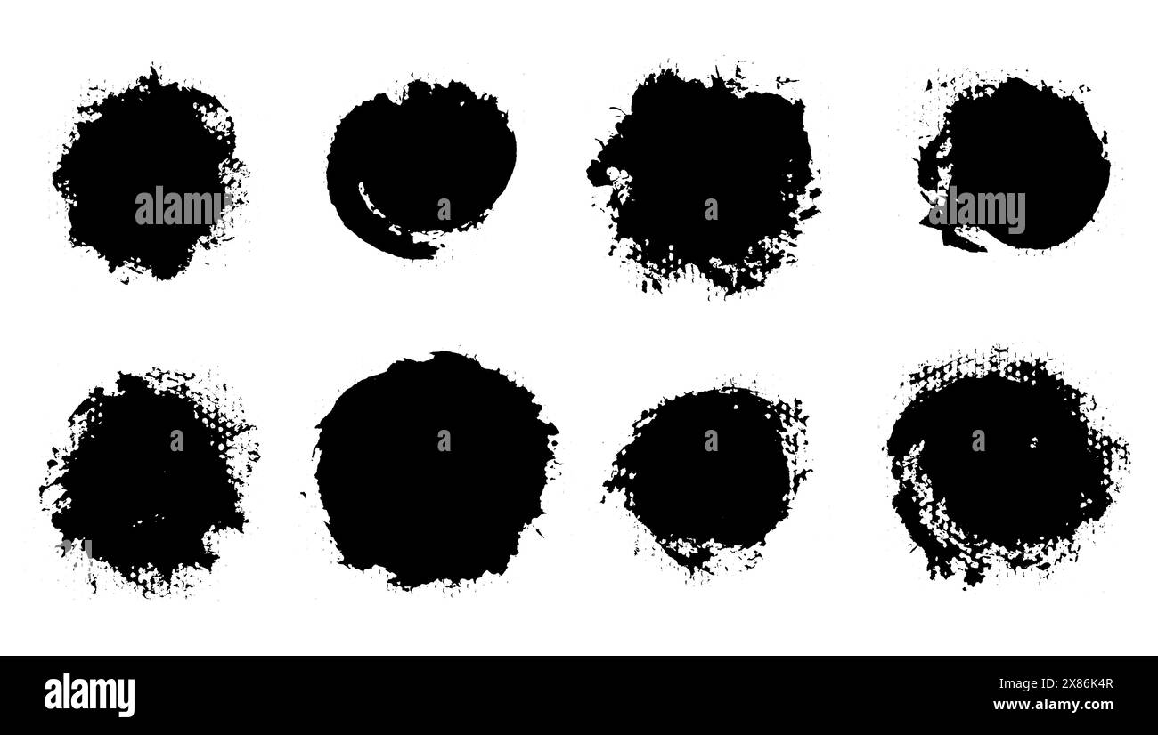 Brush strokes vector. Set of round text boxes. Grunge design elements ...