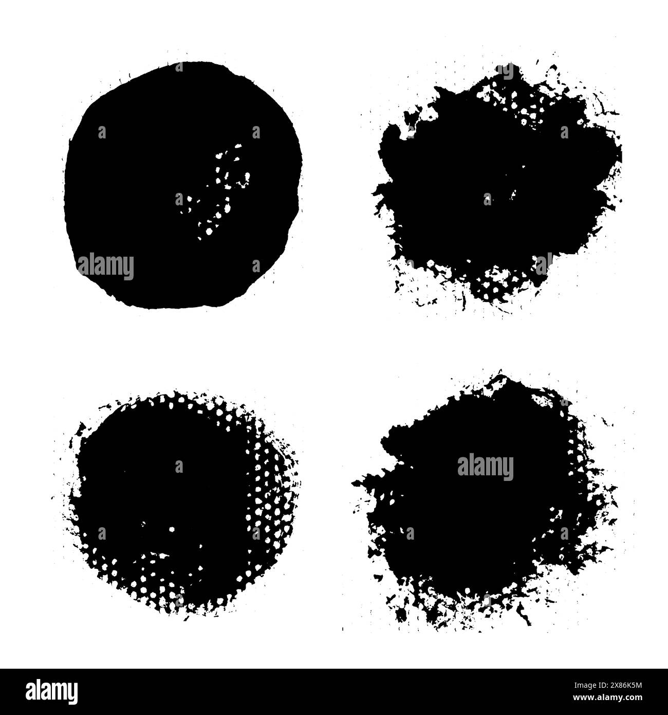 Brush strokes vector. Set of round text boxes. Grunge design elements ...