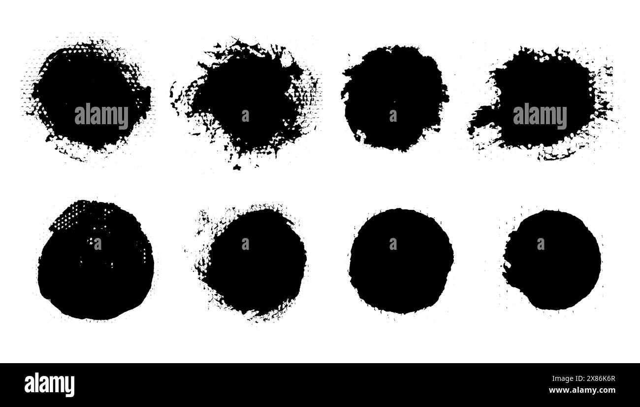 Brush strokes vector. Set of round text boxes. Grunge design elements ...