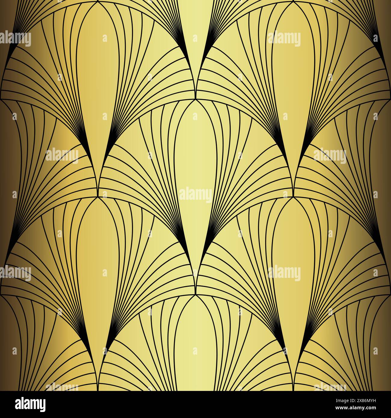 Art Deco Wallpaper Black And Gold Seamless Pattern In Roaring Twenties Style Stock Vector Image