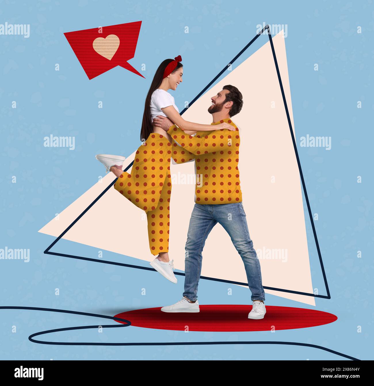 Lovely couple on date. Creative art collage Stock Photo - Alamy