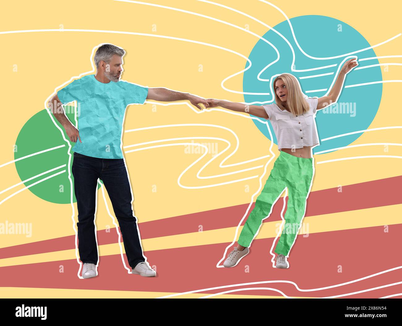 Lovely couple on date. Creative art collage Stock Photo - Alamy