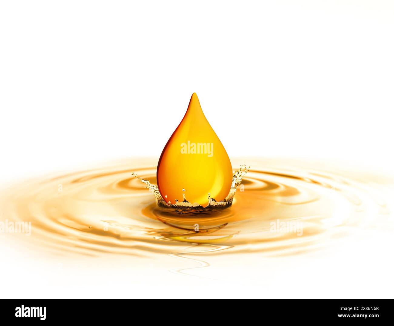 Drop of cooking oil falling into oil on white background Stock Photo ...