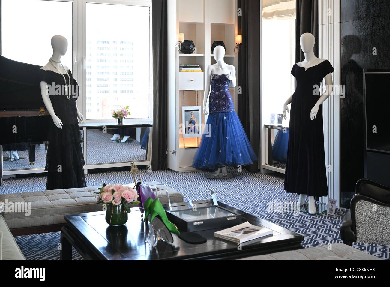 Dresses and personal items owned by Princess Diana on display during a ...