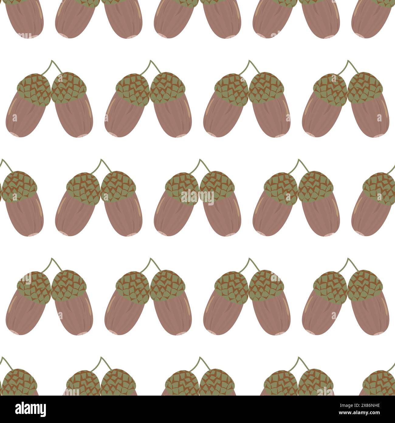 Acorn. Ripe oak tree seed. Simple seamless pattern. Vector illustration ...