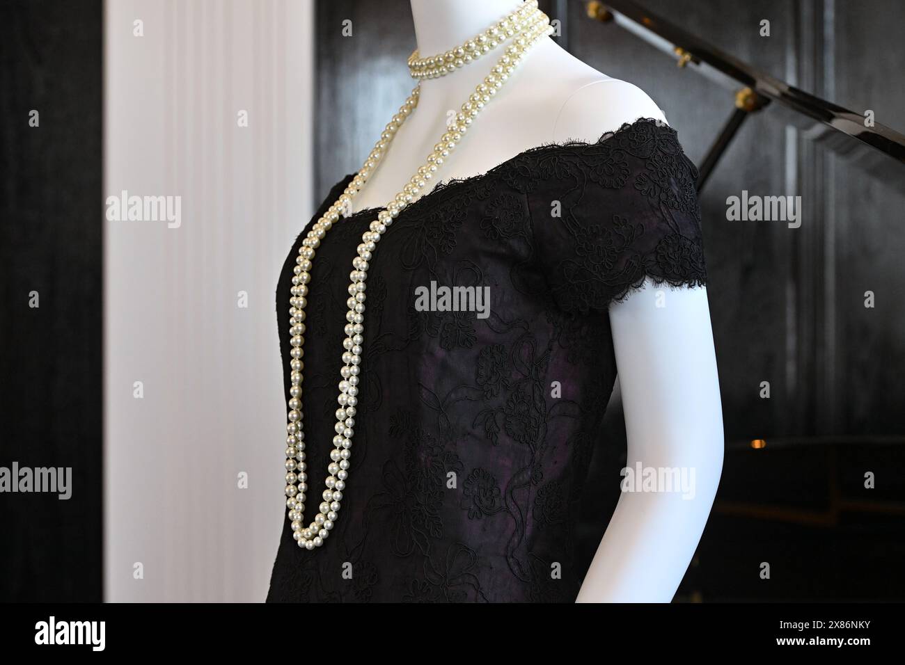 A 1987 Victor Edelstein Magenta Silk and Lace Evening Dress worn by ...