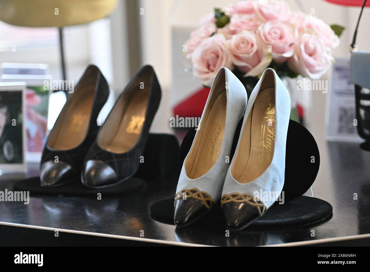 Dresses and personal items owned by Princess Diana on display during a ...