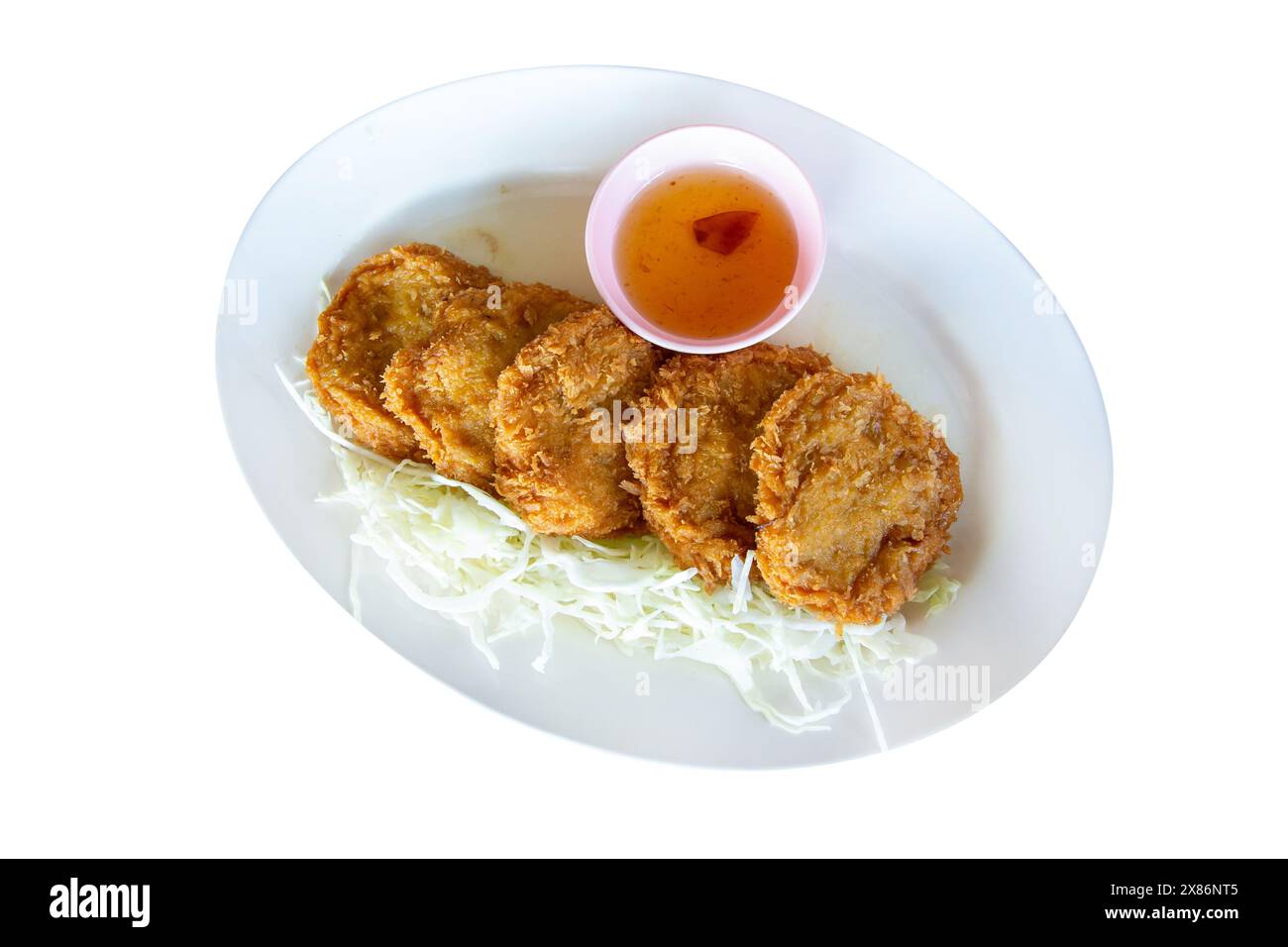 Die cut of Crispy Thai Prawn Cake on white isolated Stock Photo - Alamy