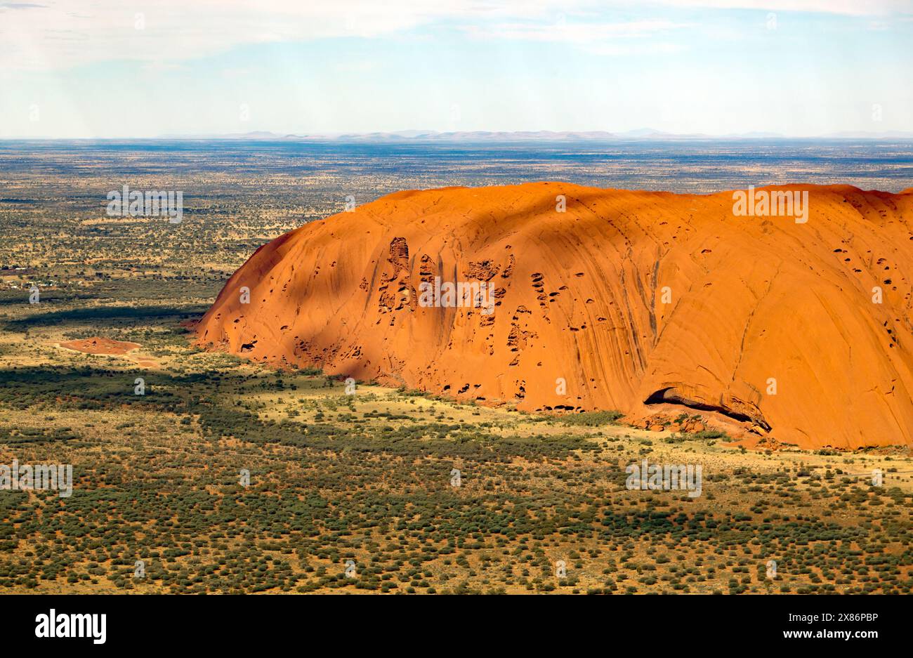 Close-up Aerial view of a section of Uluru, in the Uluṟu-Kata Tjuṯa ...