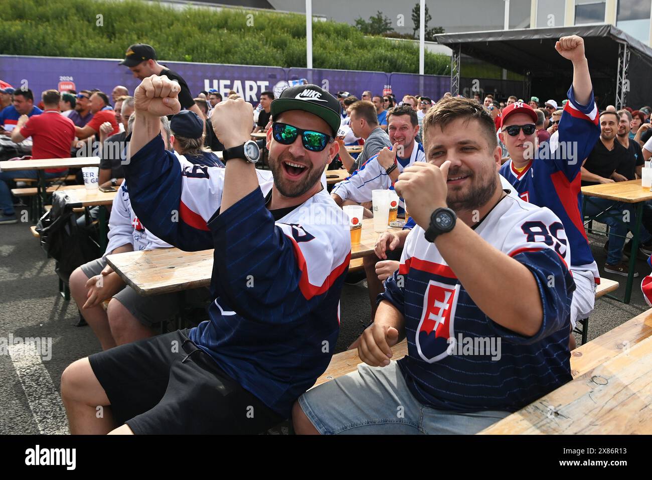 Ostrava, Czech Republic. 23rd May, 2024. Slovak fans in fan zone during ...