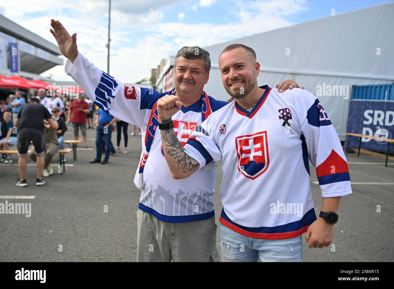 Slovak fans in fan zone during the 2024 IIHF World Championship quarter ...