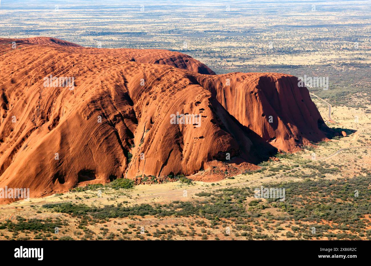 Close-up Aerial view of a section of Uluru, in the Uluṟu-Kata Tjuṯa ...