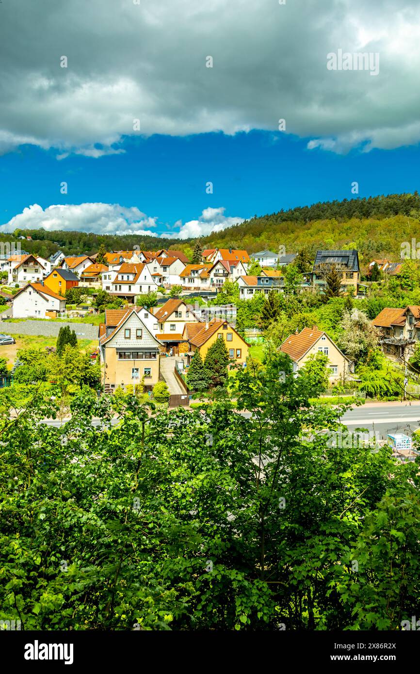 Summer hike through the spa town on the Werra near Bad Salzungen and ...