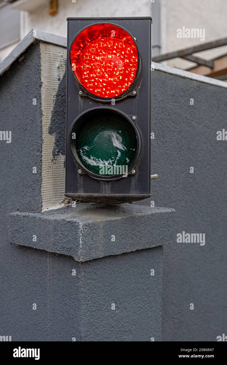 Led Lamps Red Traffic Light On Sign at Parking Garage Entry Wall Stock ...