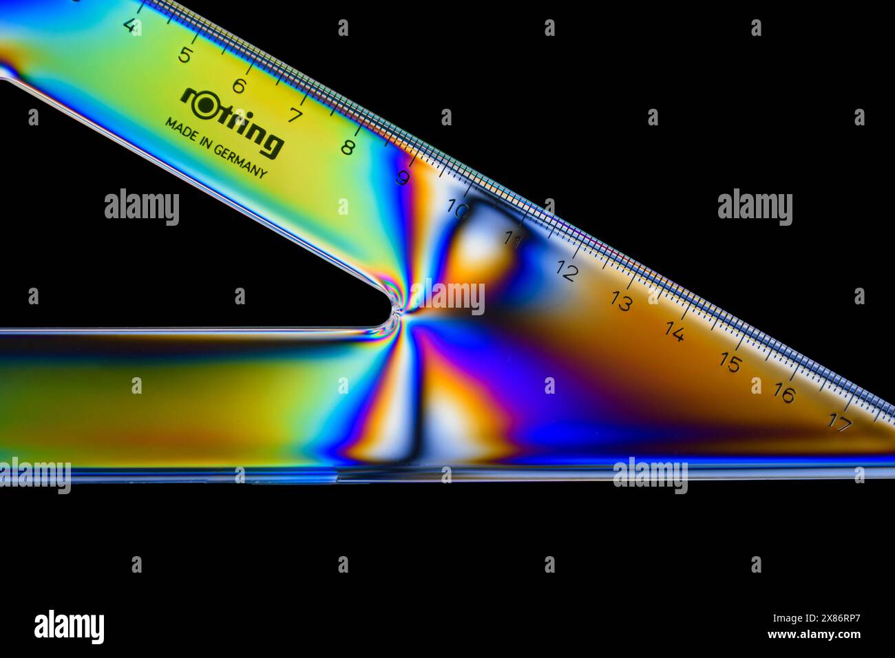Detail from a Rotring clear plastic 60/30 degree triangular set square ...