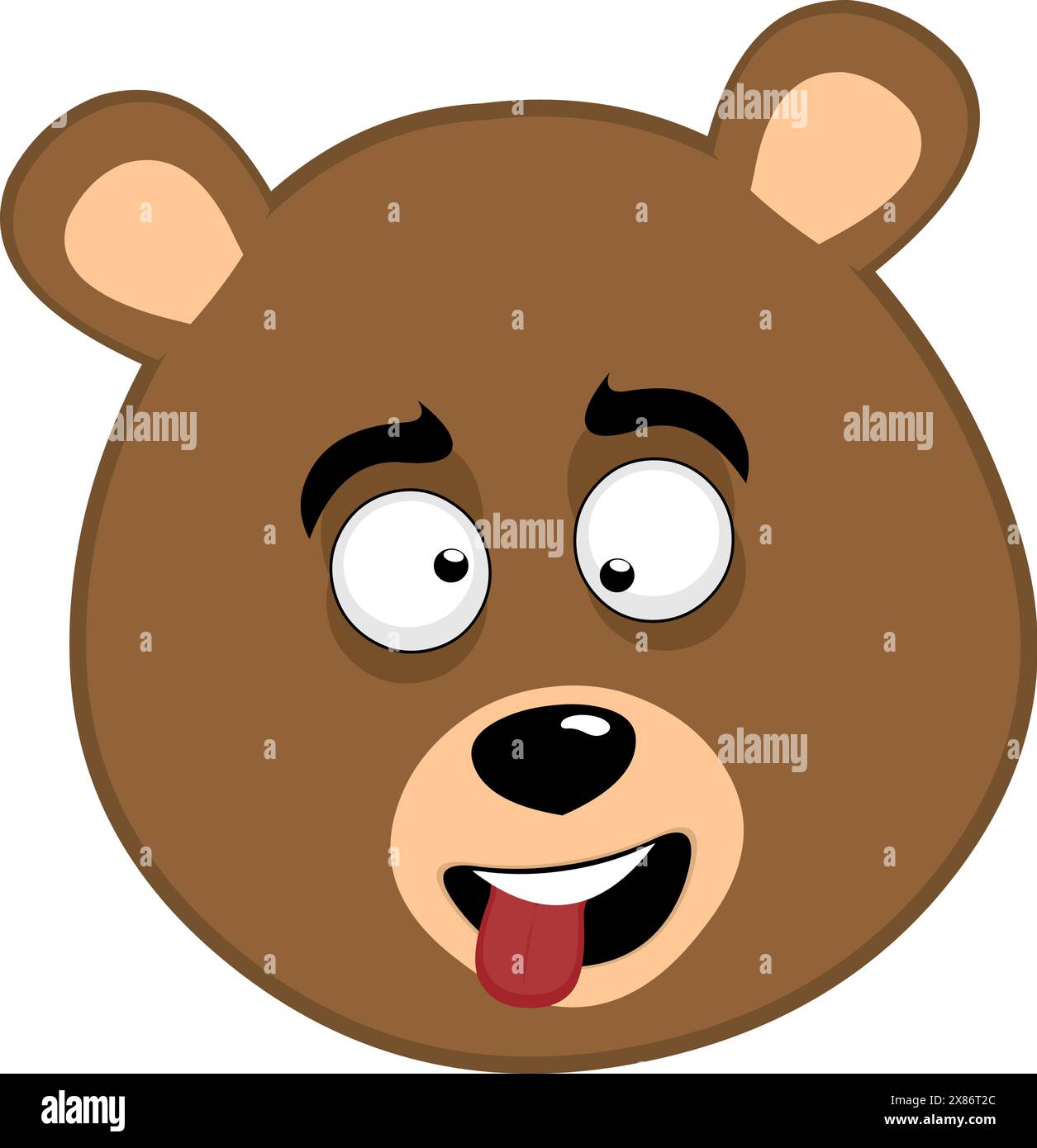 vector illustration face brown bear grizzly cartoon, making crazy and ...