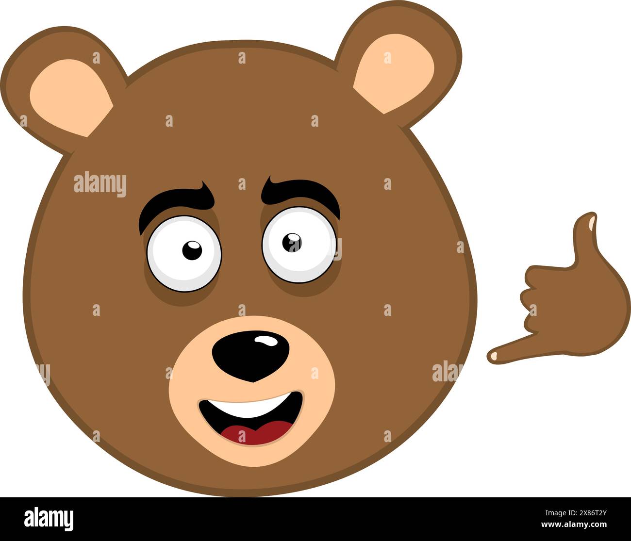 vector illustration face brown bear grizzly cartoon, making a call me ...