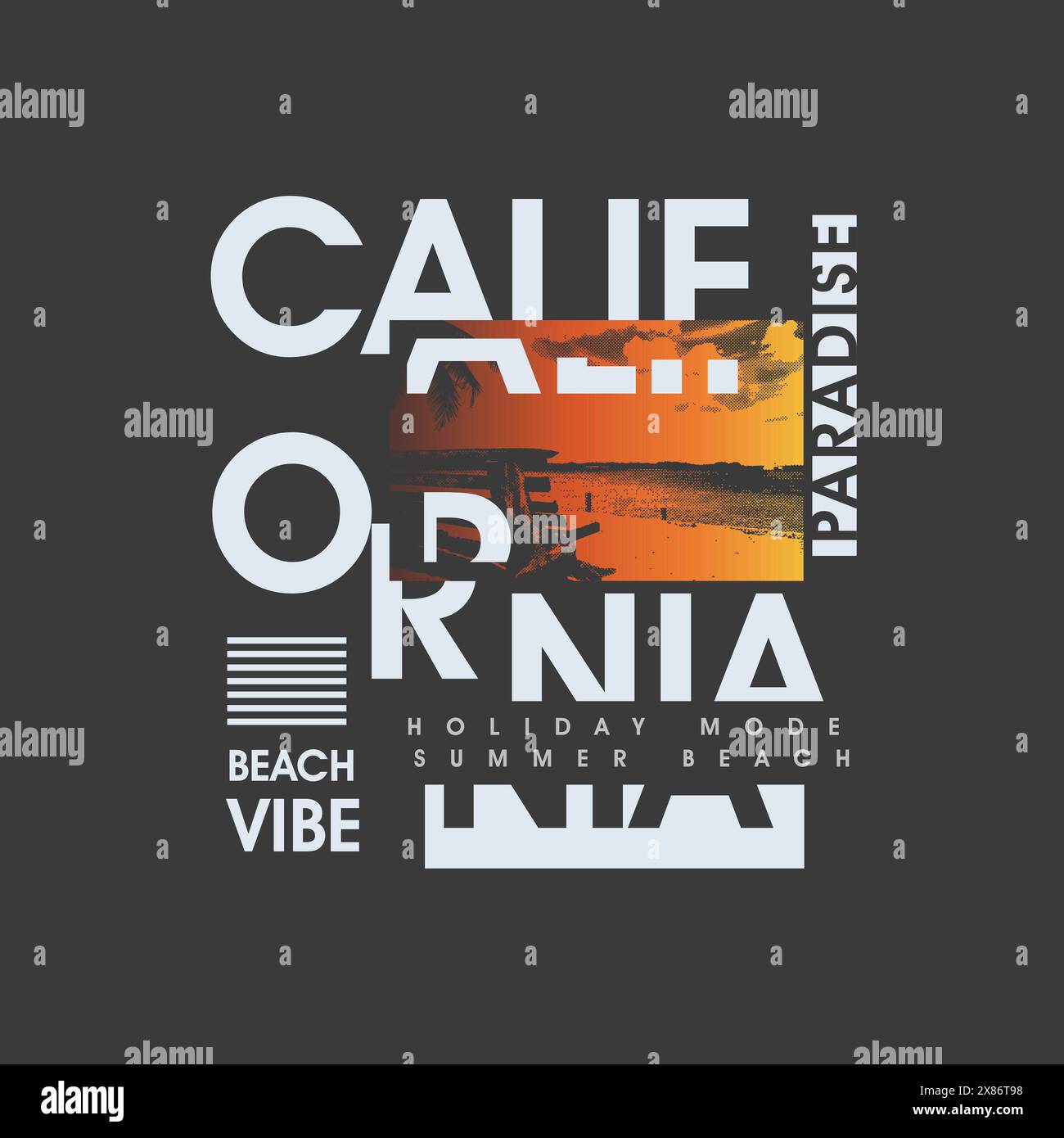 California paradise beach vibe typography summer graphic design poster ...
