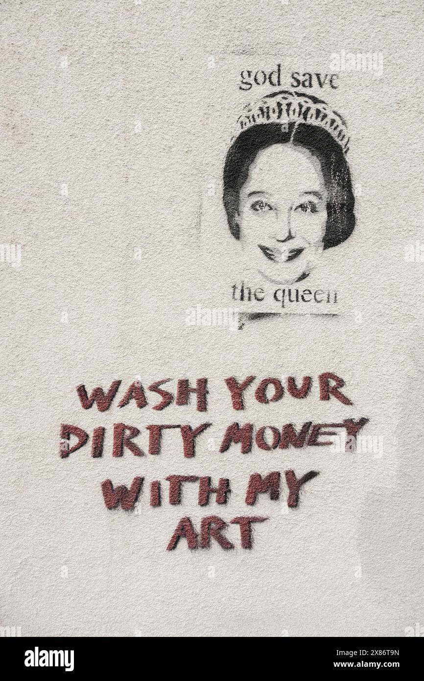 Graffiti God save the Queen Stencil Street Art Wall, Wash Your Dirty ...