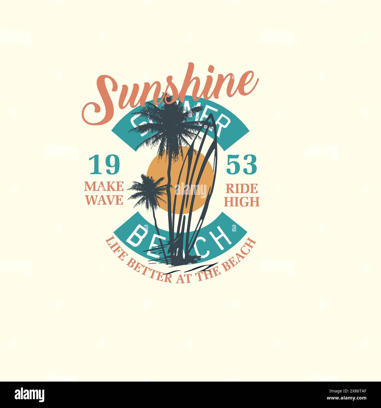 Sunshine summer beach typography retro beach poster design Stock Vector ...