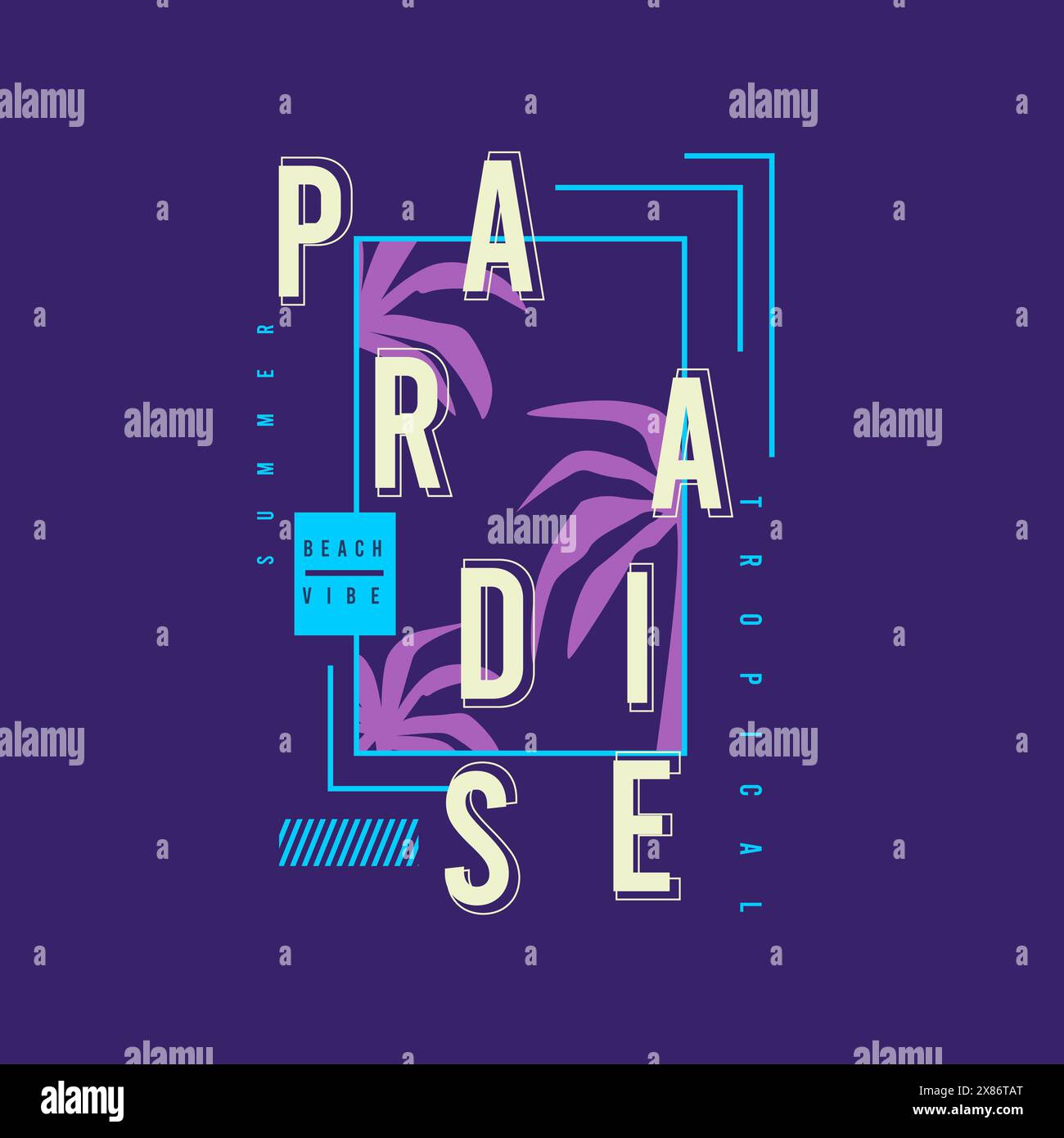 Paradise beach vibe summer typography poster graphic Stock Vector Image ...
