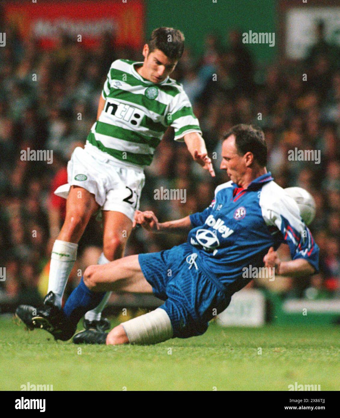 CELTIC V CWMBRAN TOWN. 26/8/99 Cwmbrans Neil O'Brien tackles Mark ...