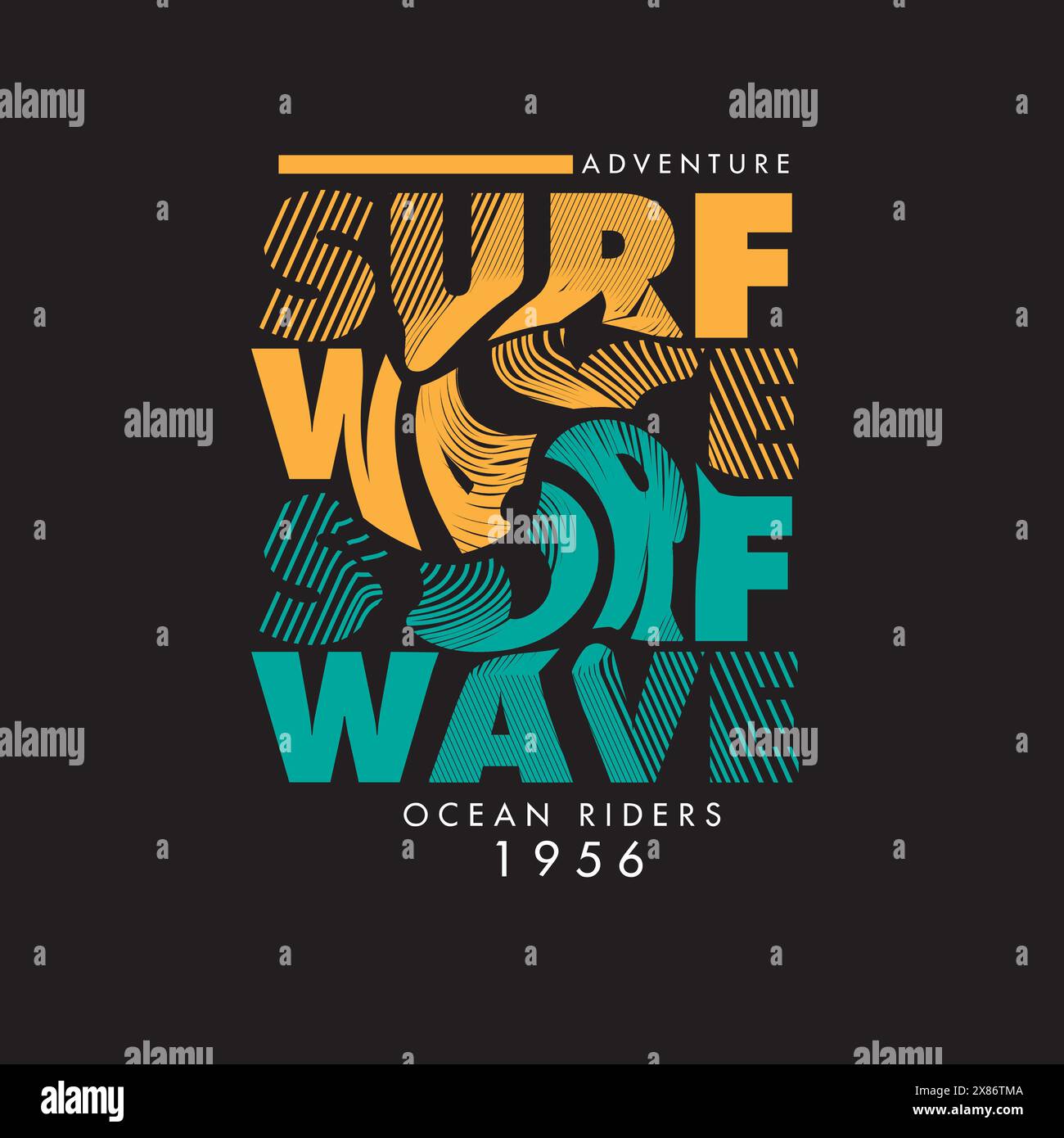 adventure Surf Wave typography summer ocean rider text banner design ...