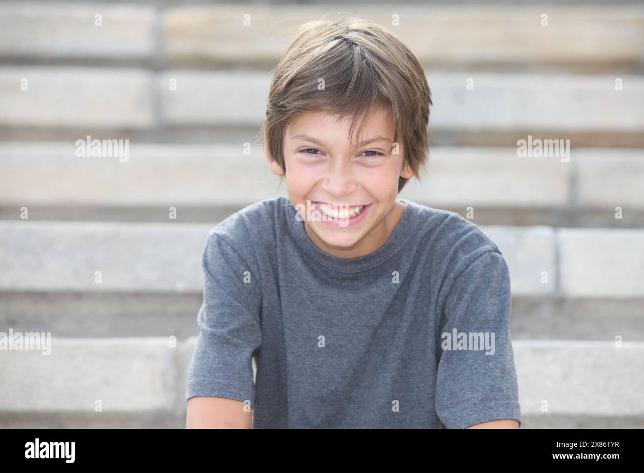 portrait of a cheerful boy outdoors Stock Photo - Alamy