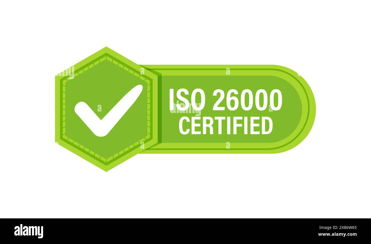 ISO 26000 Quality Management Certification Badge. Vector illustration ...