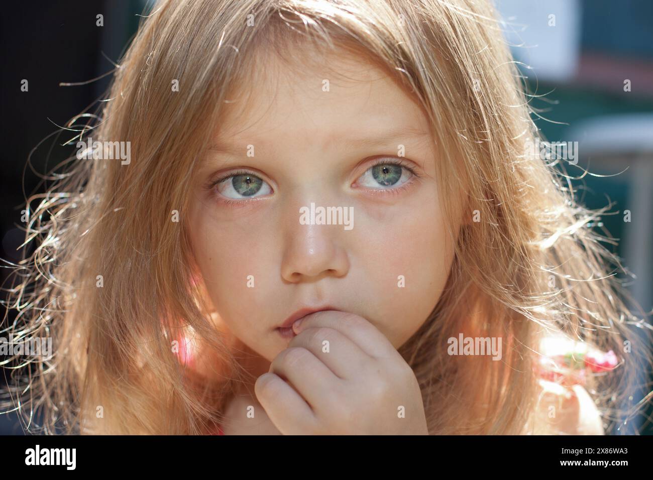 close up of a sad little girl with big teary eyes Stock Photo - Alamy