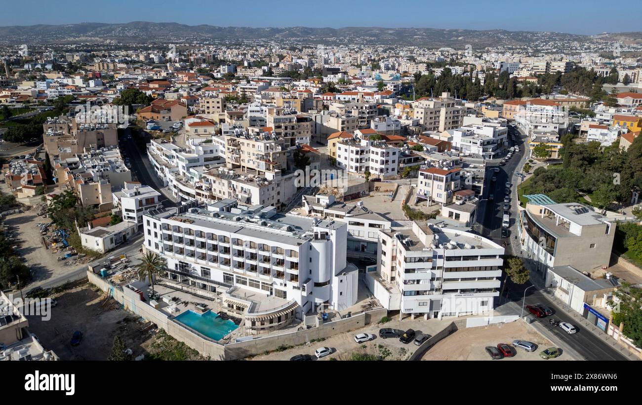 Aerial drone view of Paphos city centre, Republic of Cyprus Stock Photo ...