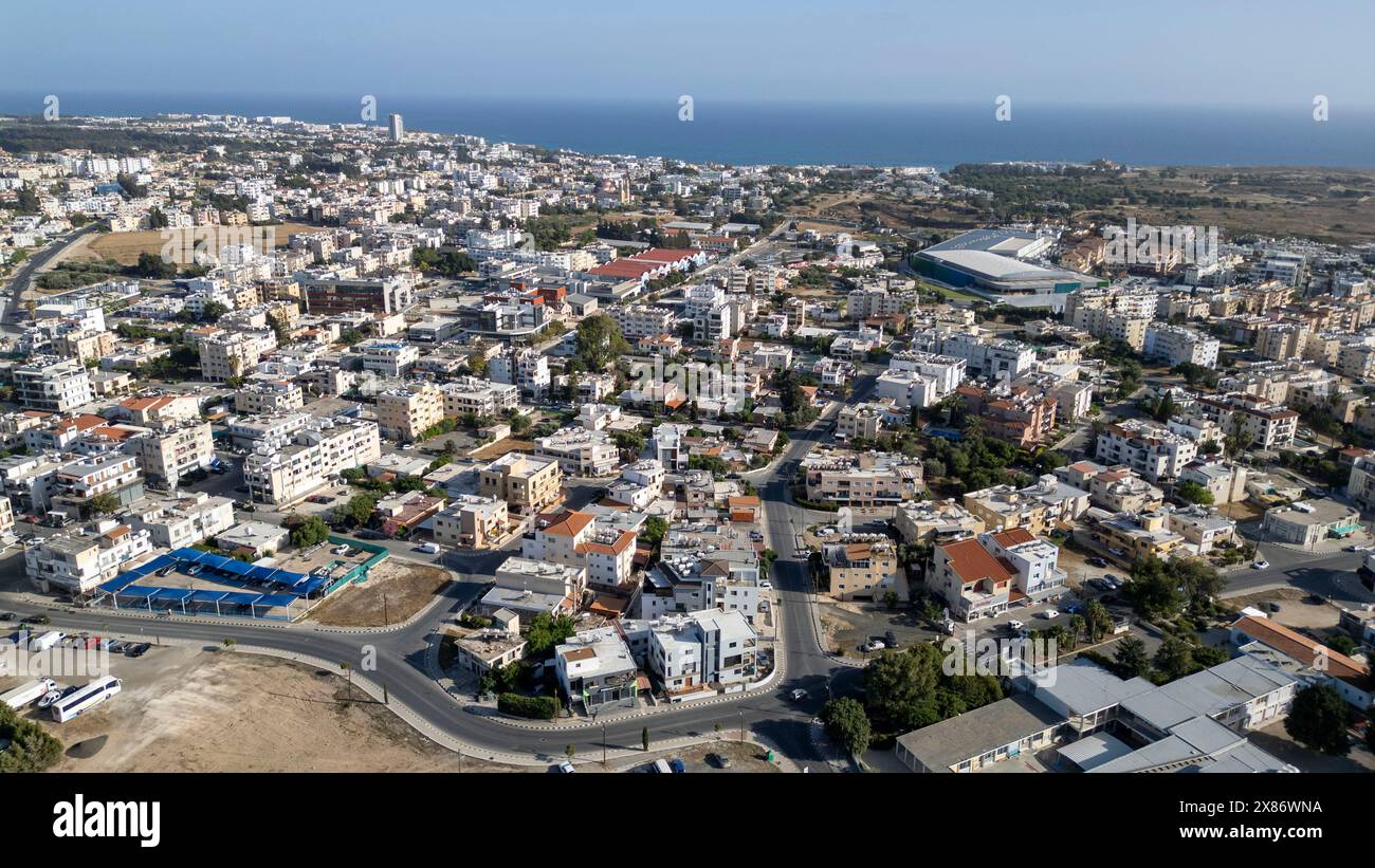 Aerial drone view of Paphos city centre, Republic of Cyprus Stock Photo ...