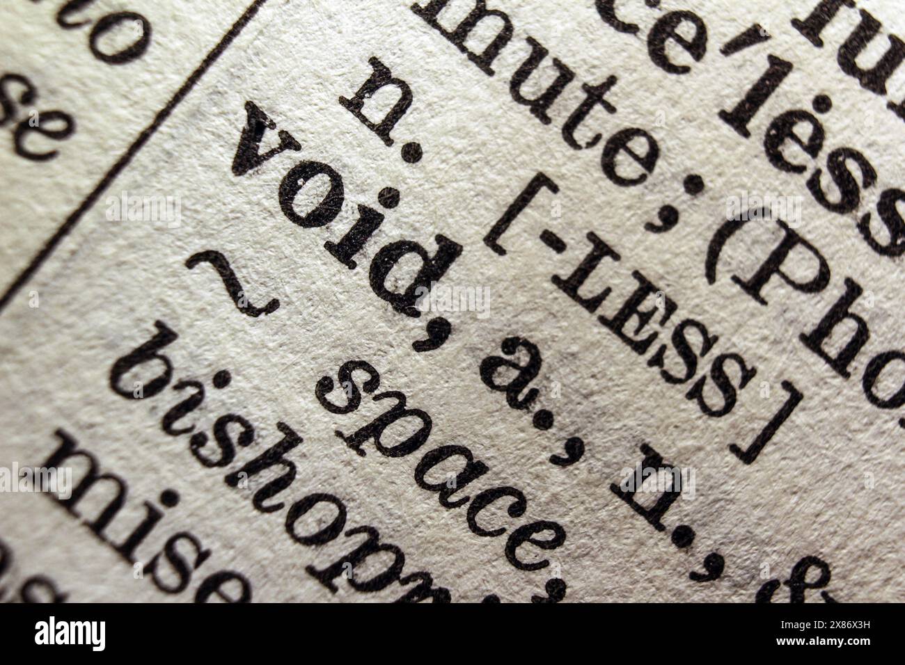 Word void on dictionary page, macro close-up Stock Photo - Alamy