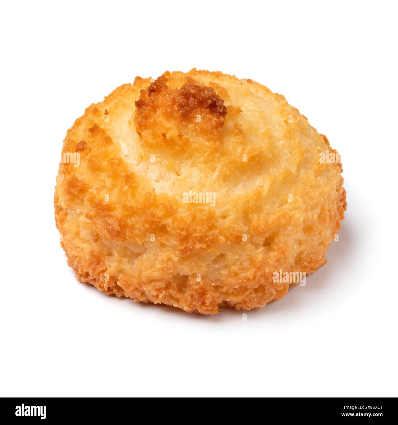 Single fresh traditional homemade baked coconut cookie isolated on ...
