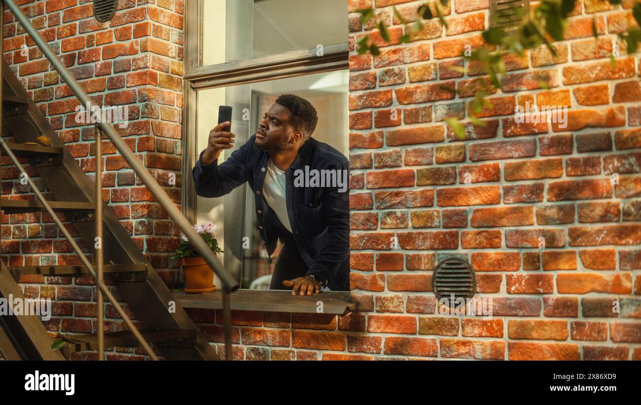 Distressed Young Black Man Doesn't Understand Why There is No Cellular ...