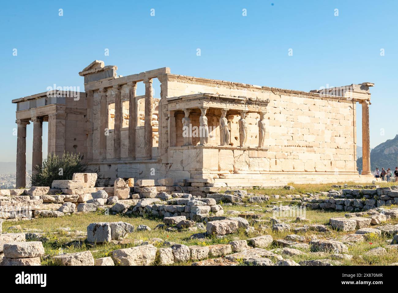 "Porch of the Maidens" (Caryatids), Erechtheion temple on the north side of the Acropolis of ...