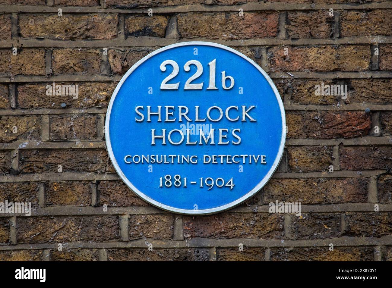 A plaque on the exterior of 221b Baker Street in London, UK, marking ...