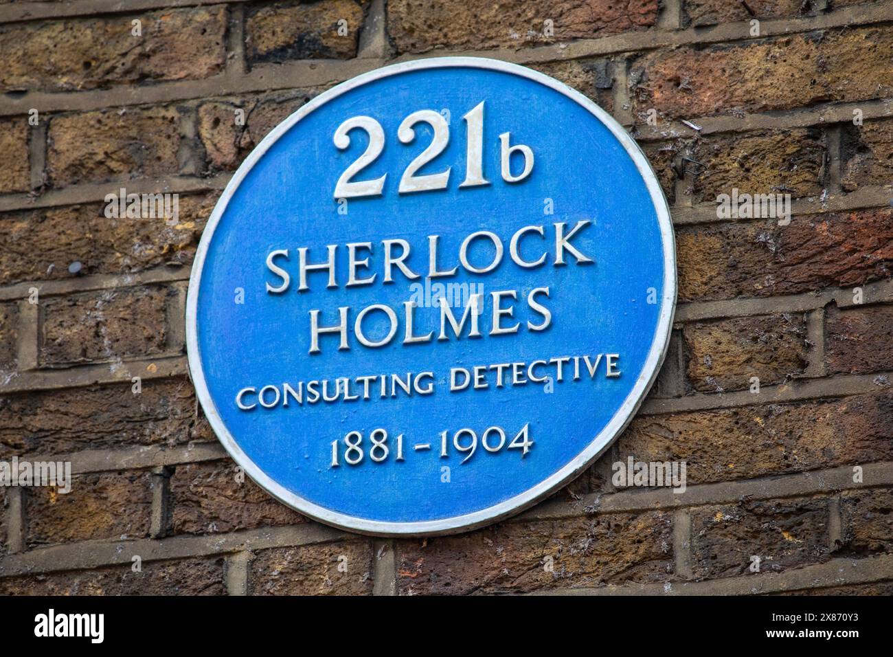 A plaque on the exterior of 221b Baker Street in London, UK, marking ...