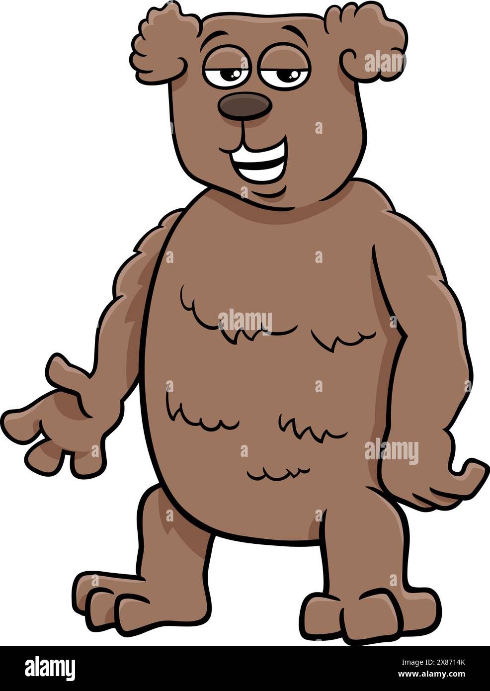 Cartoon illustration of funny brown bear comic wild animal character ...