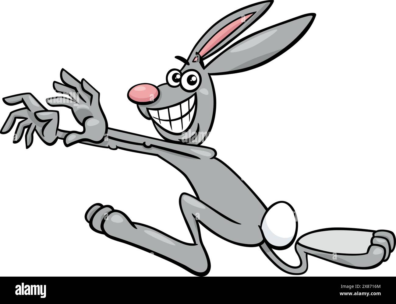 Cartoon illustration of funny running rabbit or bunny comic animal ...