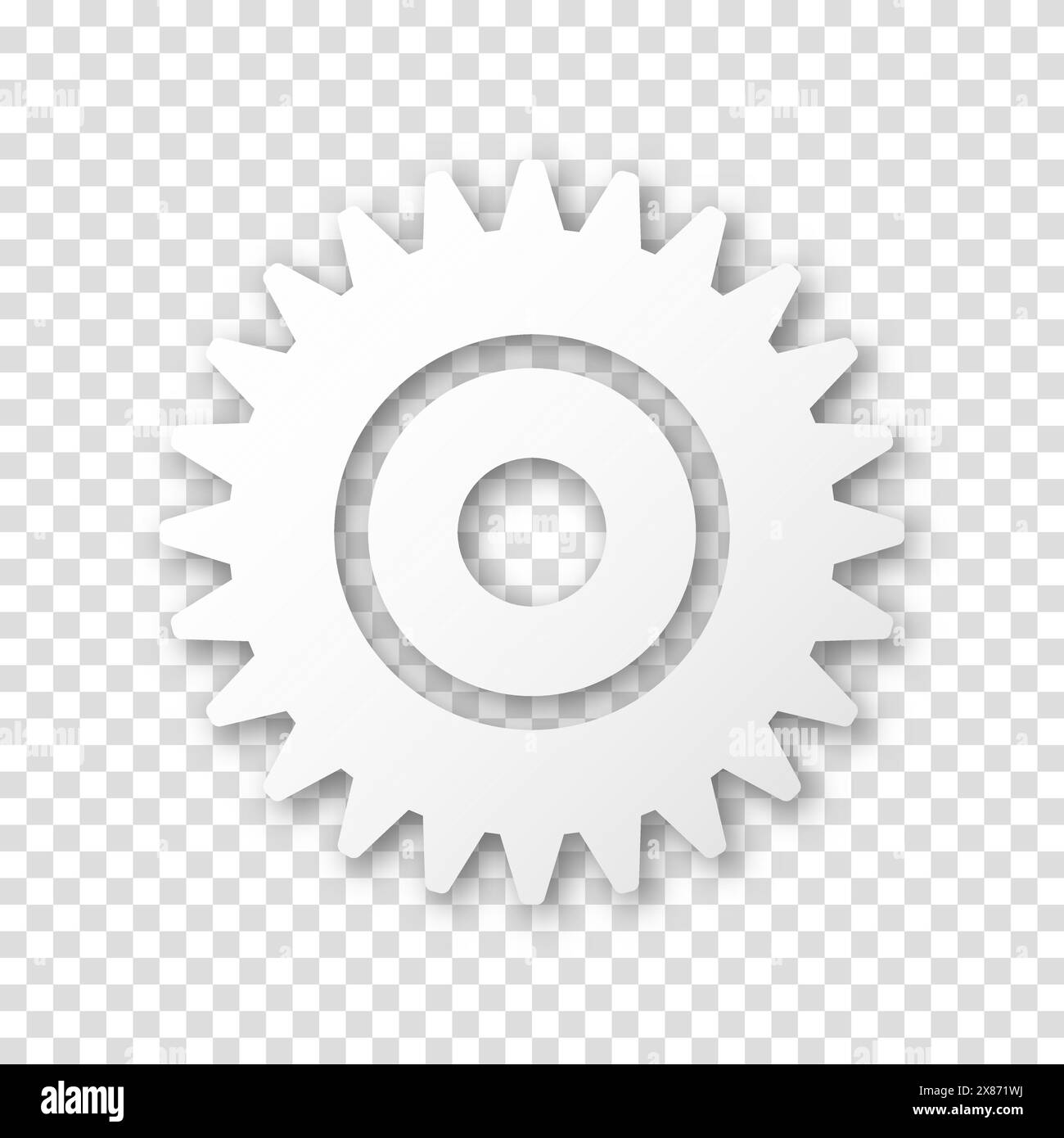Gear icon, flat design. Machine sprocket gear icon. Realistic vector ...