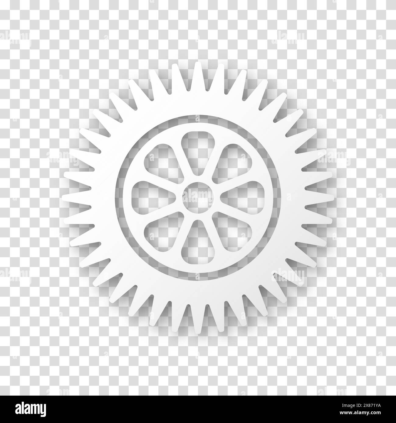 Gear icon, flat design. Machine sprocket gear icon. Realistic vector ...