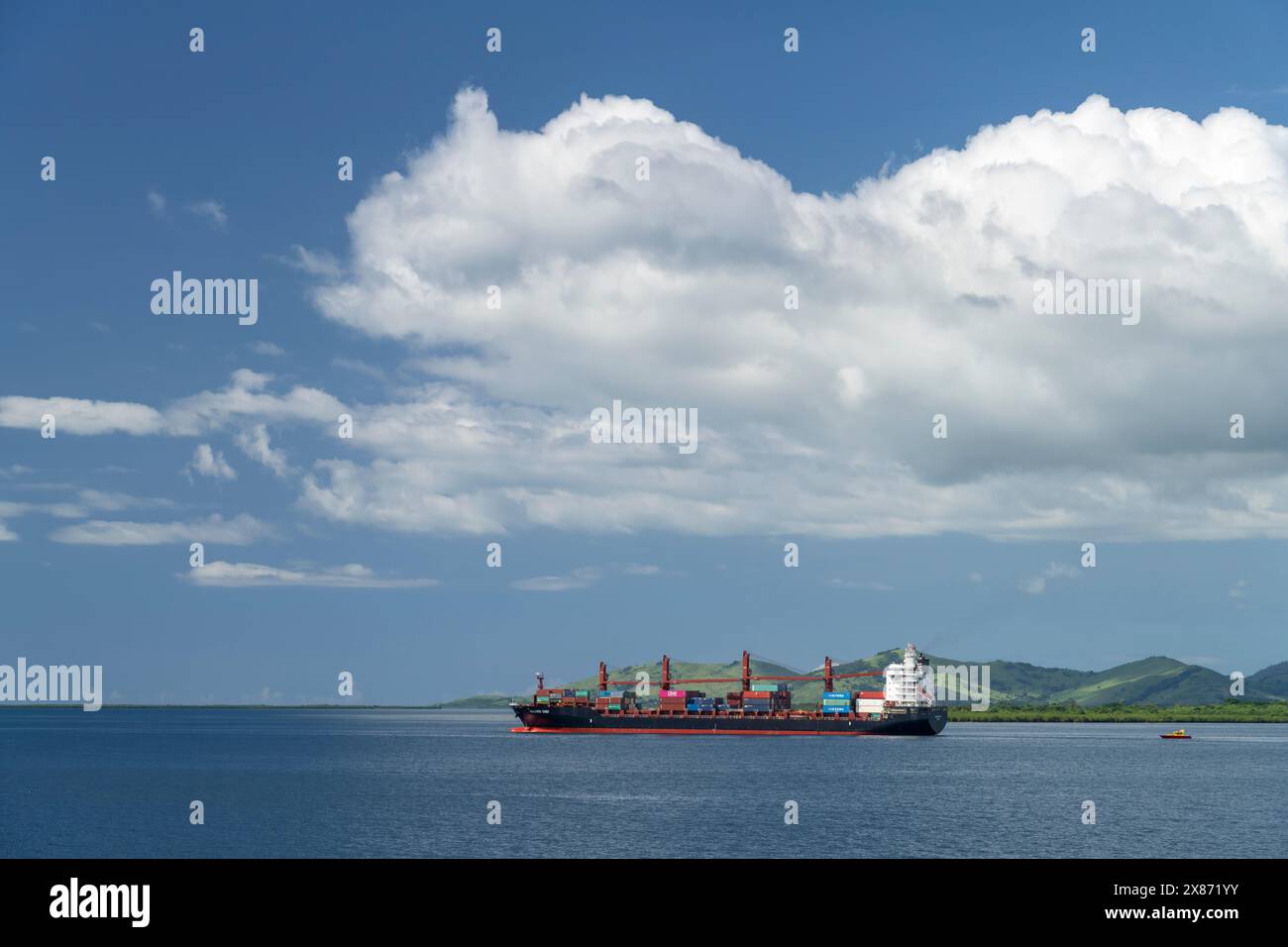 Cargo ships in the harbor of Lautoka, Fiji, South Pacific Stock Photo ...