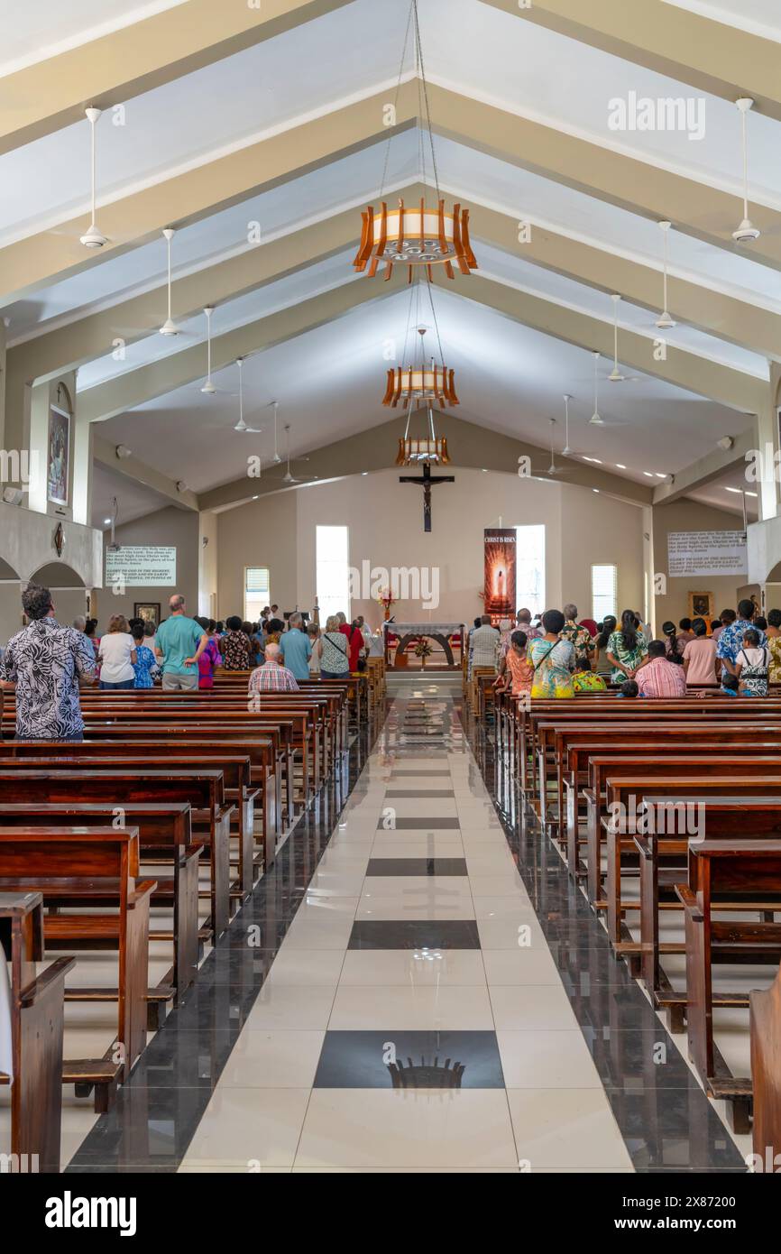 Worshippers in a Catholic Church in Lautoka, Fiji, South Pacific Stock ...